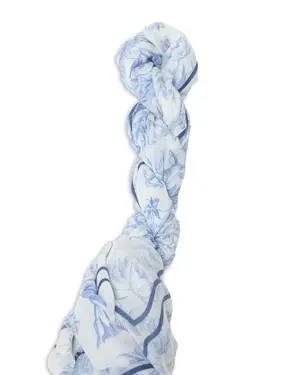 Maje Floral Print Wool Blend Shawl - White/blue