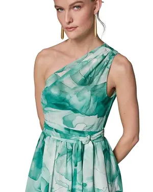 Donna Karan New York Printed One-shoulder Gown
