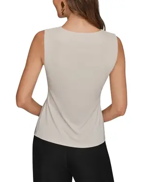 Donna Karan New York Sleeveless V-neck Top - Cream