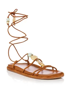 STUART WEITZMAN Vinnie Ankle Tie Sandals Boho Tan
