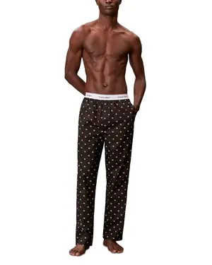 Calvin Klein Cotton Poplin Sleep Pants - Diamond Logo Black