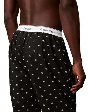 Calvin Klein Cotton Poplin Sleep Pants - Diamond Logo Black