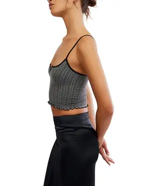 Free People Snap Into It Henley Crop Top - Black