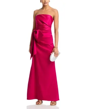 Aqua Mikado Strapless Gown