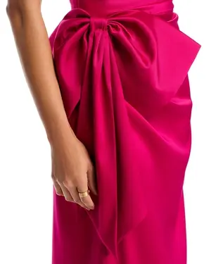 Aqua Mikado Strapless Gown