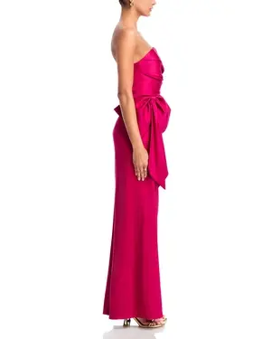 Aqua Mikado Strapless Gown