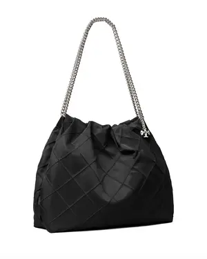 Tory Burch Fleming Nylon Hobo Bag - Black