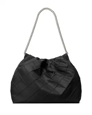 Tory Burch Fleming Nylon Hobo Bag - Black