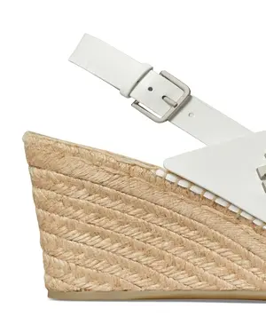 Tory Burch Turnlock Espadrille Wedge Sandals - Bianco Laredo