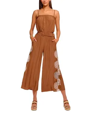 Ramy Brook Lorelei Wide Leg Jumpsuit With Belted Waist - Coffee