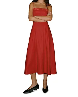 REFORMATION Pomona Linen Dress - Lipstick