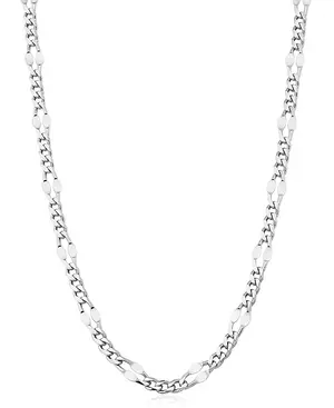 ORADINA Sterling Figaro Station Link Necklace - Silver