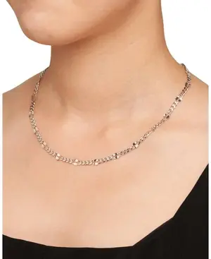 ORADINA Sterling Figaro Station Link Necklace