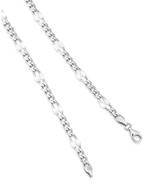 ORADINA Sterling Figaro Station Link Necklace