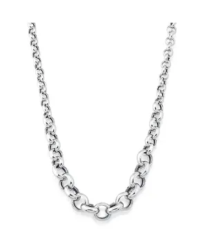 ORADINA Sterling Graduated Rolo Necklace - Silver