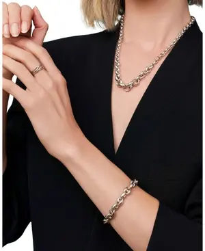 ORADINA Sterling Graduated Rolo Necklace - Silver