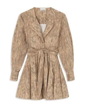GANNI Printed Shirt Dress - Burro