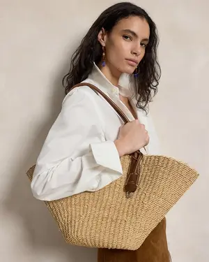 Polo Ralph Lauren Bellport Raffia Basket Tote - Natural