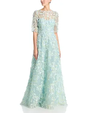 Rickie Freeman For Teri Jon Tulle Gown - Mint Multi