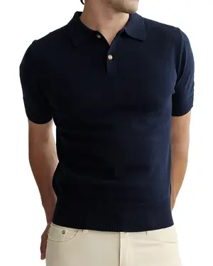 DL1961 Knit Short Sleeve Polo Shirt - Navy