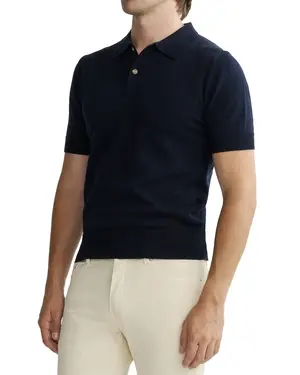 DL1961 Knit Short Sleeve Polo Shirt - Navy