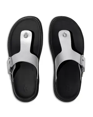 Fitflop Metallic Leather Thong Sandals - Silver