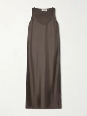 RÓHE Silk-satin Midi Dress - Brown