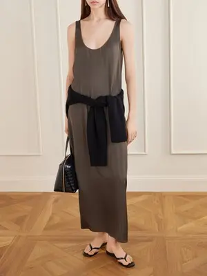 RÓHE Silk-satin Midi Dress - Brown