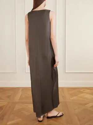 RÓHE Silk-satin Midi Dress - Brown