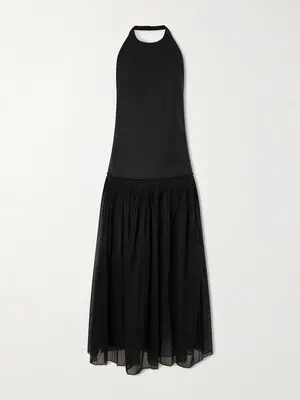 RÓHE Pleated Halter Maxi Dress