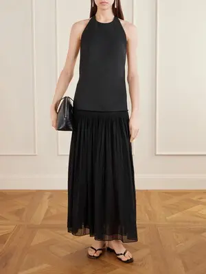 RÓHE Pleated Halter Maxi Dress