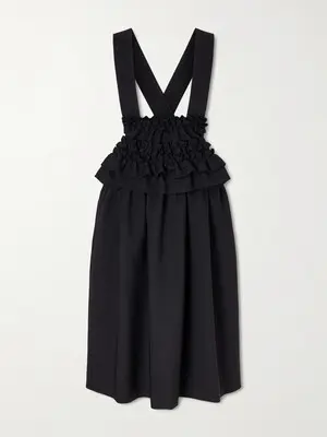 Comme Des Garçons Ruffled Stretch-georgette Dress - Black