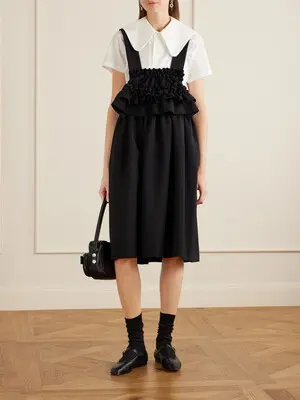 Comme Des Garçons Ruffled Stretch-georgette Dress