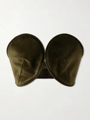 JEAN PAUL GAULTIER Cotton-corduroy Bandeau Top - Green