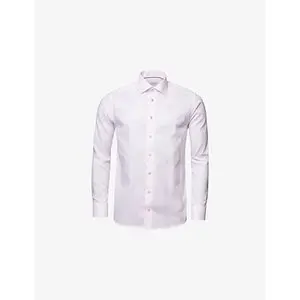 Eton Micro-print Contemporary-fit Cotton-poplin Shirt - Pink