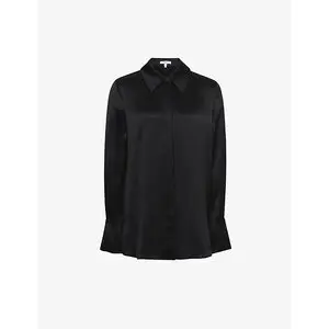 REISS Point-collar Silk Shirt - Black