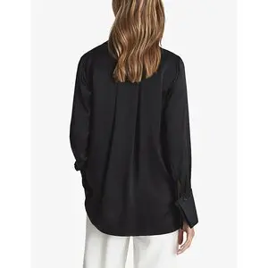 REISS Point-collar Silk Shirt - Black