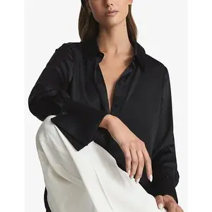 REISS Point-collar Silk Shirt - Black