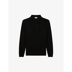 REISS Trafford Polo-collar Slim-fit Merino-wool Jumper - Black