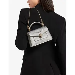 BVLGARI Serpenti Forever Mini Stud-embellished Top-handle Bag - Silver
