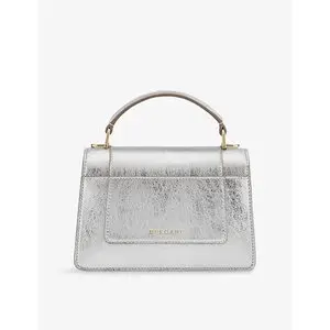 BVLGARI Serpenti Forever Mini Stud-embellished Top-handle Bag - Silver