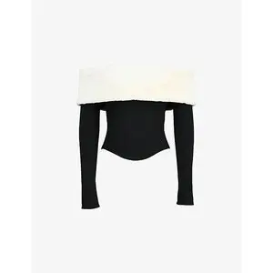 MISTRESS ROCKS Bandeau Faux-fur Corset Top - Black