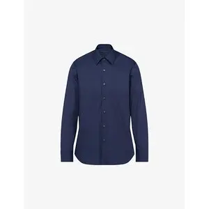 Prada Pearl-embellished Slim-fit Cotton-blend Shirt