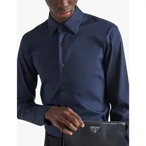 Prada Pearl-embellished Slim-fit Cotton-blend Shirt