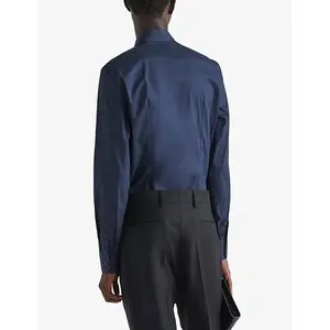 Prada Pearl-embellished Slim-fit Cotton-blend Shirt
