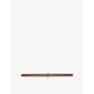 Maje Slim Heart Buckle Leather Belt - Camel