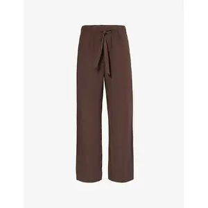 TEKLA Straight-leg Organic-cotton Poplin Pyjama Trousers - Coffee