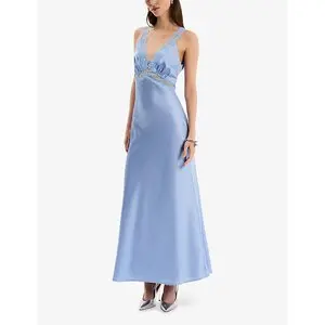 OMNES Aurelia Lace-trim Satin Maxi Dress