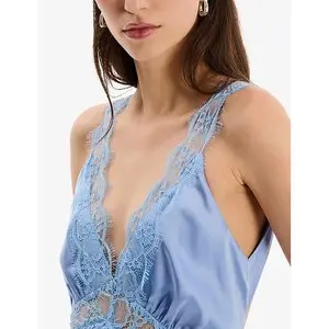 OMNES Aurelia Lace-trim Satin Maxi Dress