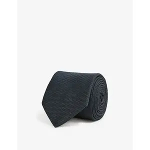 REISS Ceremony Textured Silk Tie - Navy
